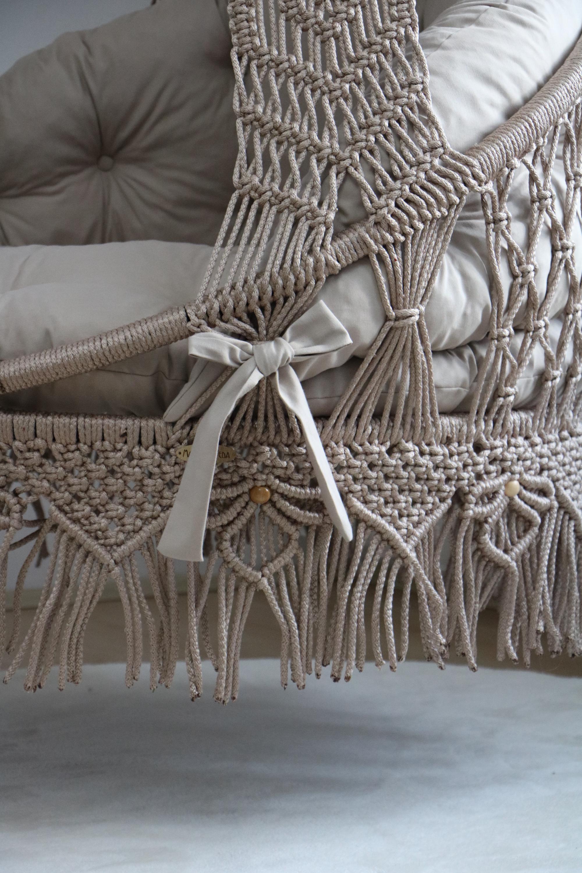 Handmade Macrame Hanging Swing Chair: Boho Balcony Decor - Etsy