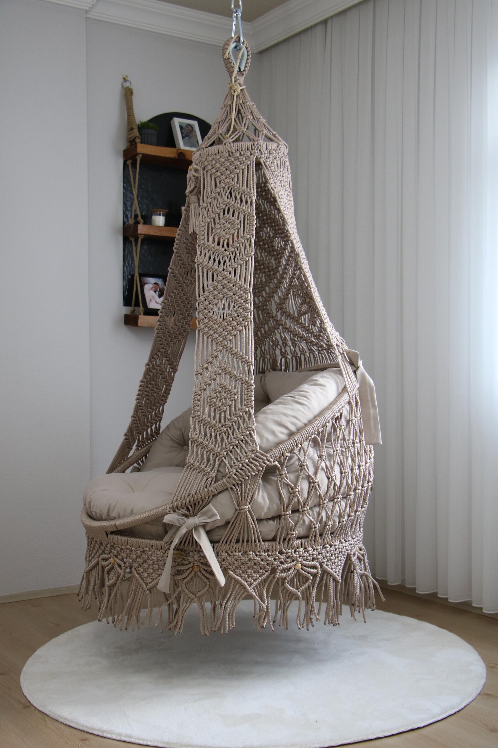 Handmade Macrame Hanging Swing Chair: Boho Balcony Decor - Etsy