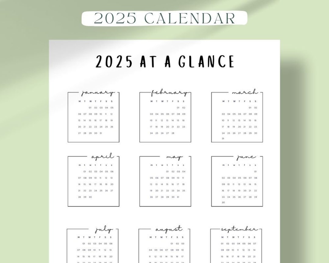 2025 Minimalist Calendar: Printable Portrait A4 A5 Letter (digital ...