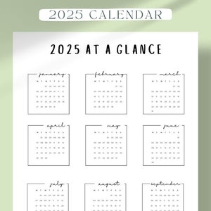 2025 Minimalist Calendar: Printable Portrait A4 A5 Letter (digital ...