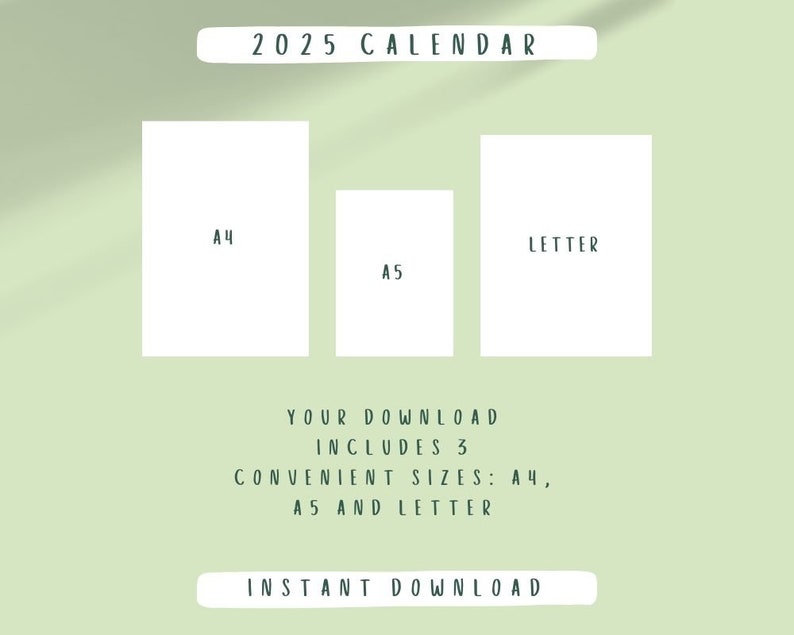 2025 Minimalist Calendar: Printable Portrait A4 A5 Letter (digital ...