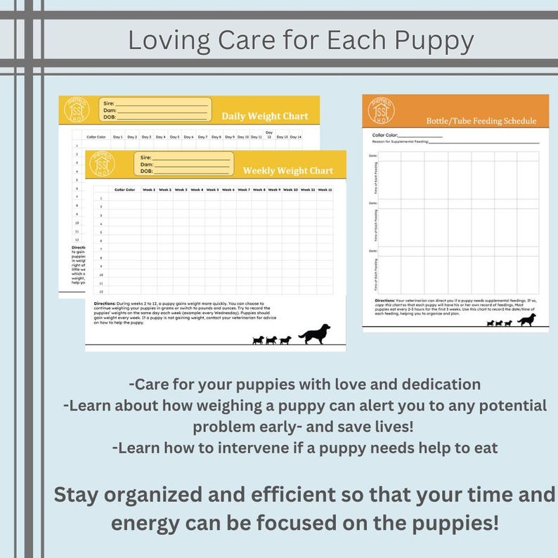 Puppy Whelping Charts: Dog Breeding & Newborn Care (14 Charts) - Etsy