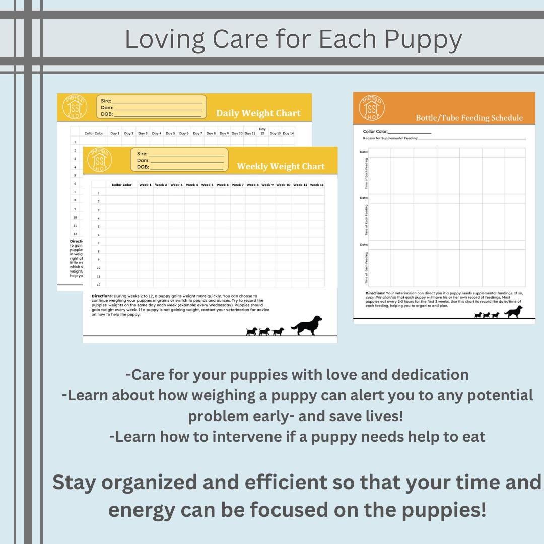 Puppy Whelping Charts: Dog Breeding & Newborn Care (14 Charts) - Etsy