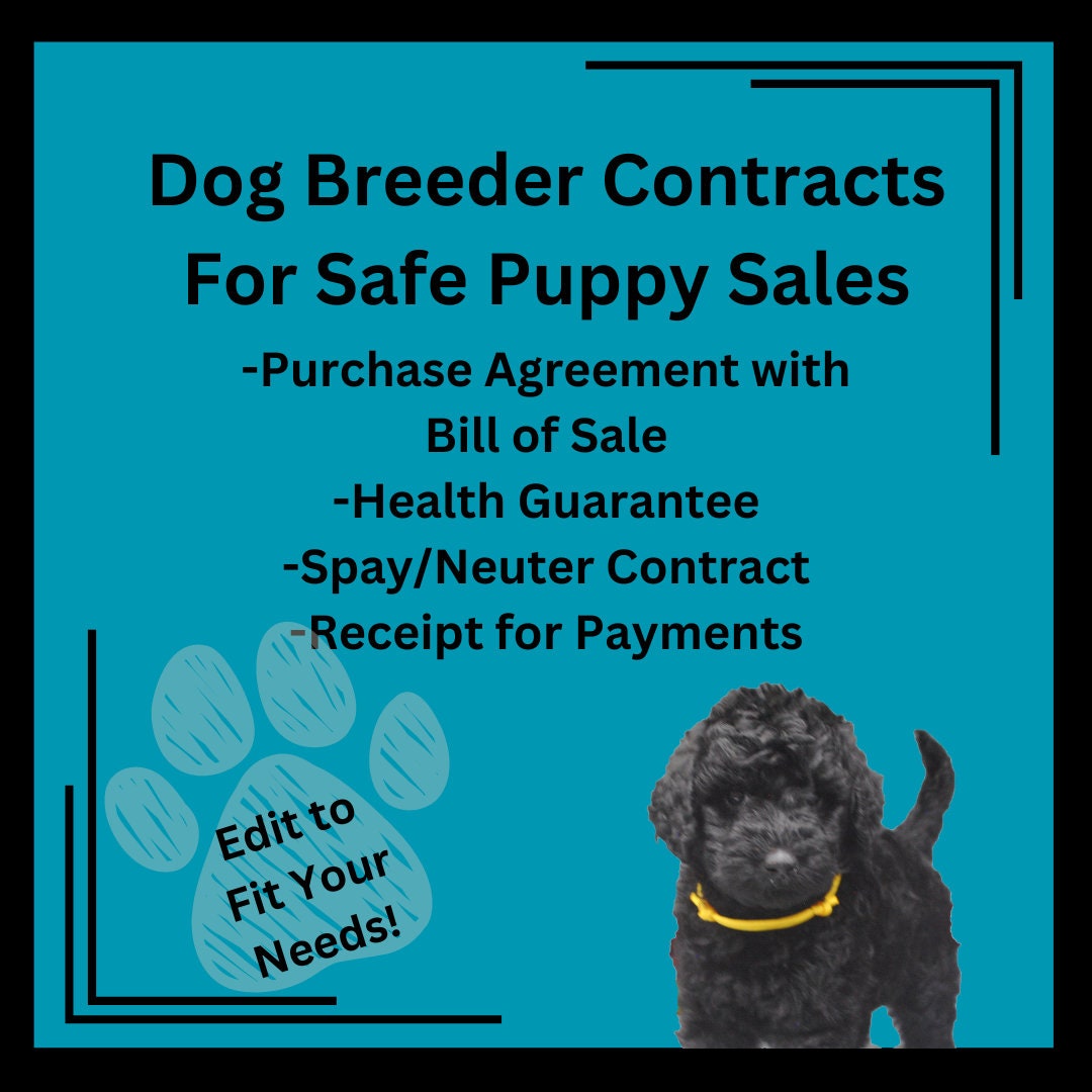 Puppy Sale Contracts Including Purchase Agreement, Health Guarantee ...