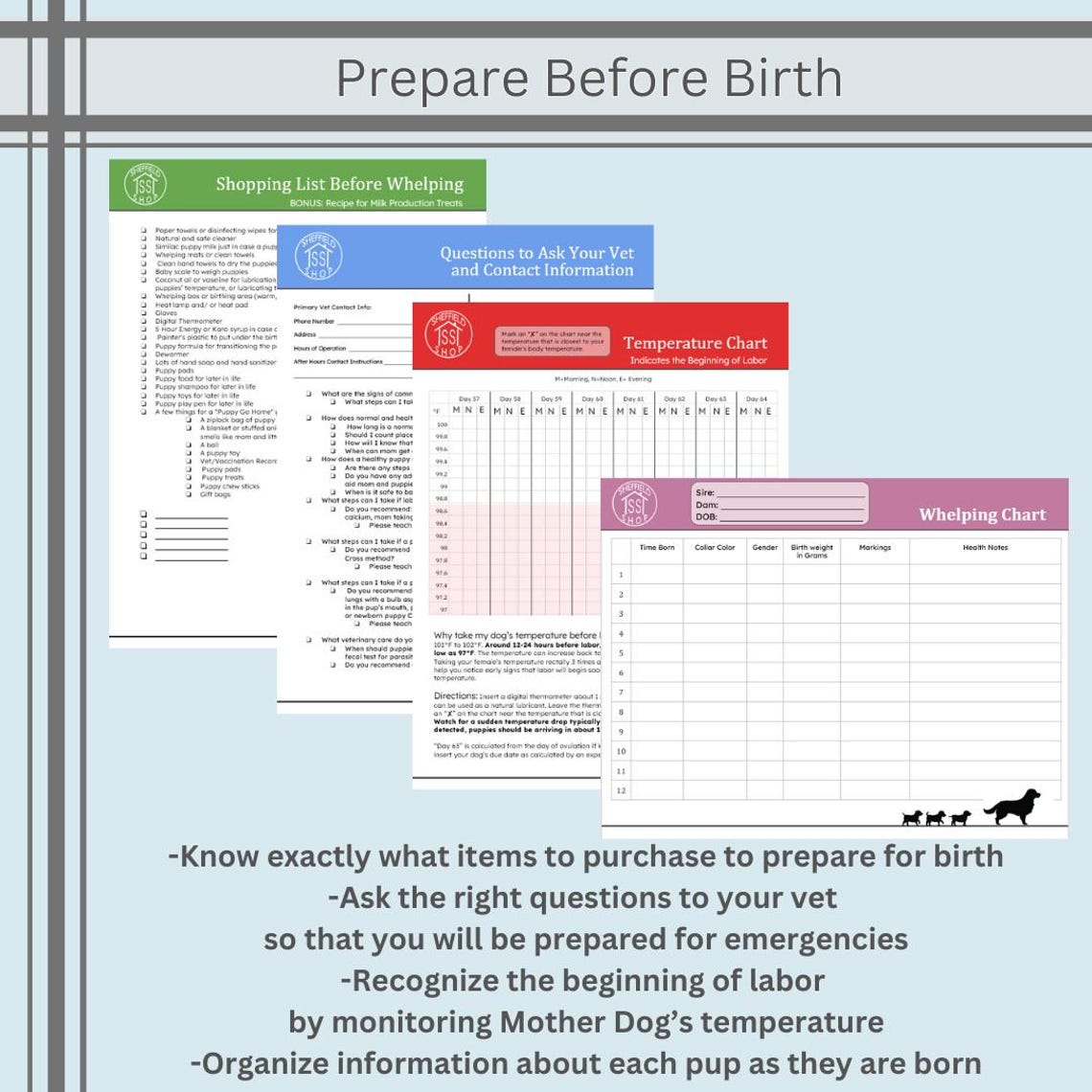 Puppy Whelping Charts: Dog Breeding & Newborn Care (14 Charts) - Etsy