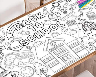JUMBO Back to School Coloring, Coloring Page Banner, First Day of ...