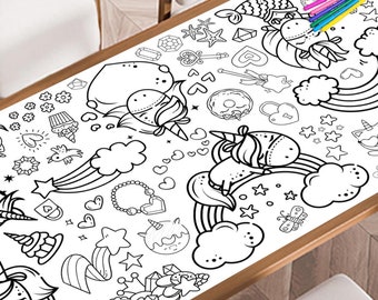 XXL Giant Coloring Poster With Home Indoor Activities for Kids Unicorns ...