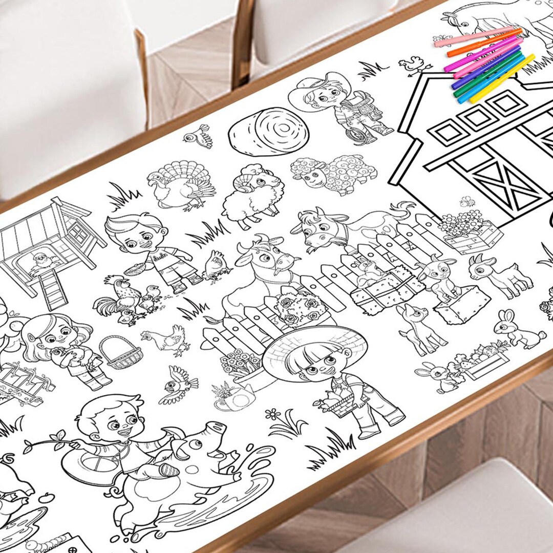 Farm Animals Giant Coloring Poster - Etsy
