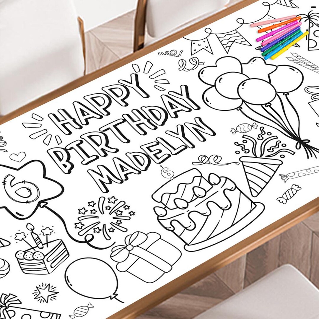 Birthday Giant Coloring Poster, Large Coloring Poster personalized - Etsy