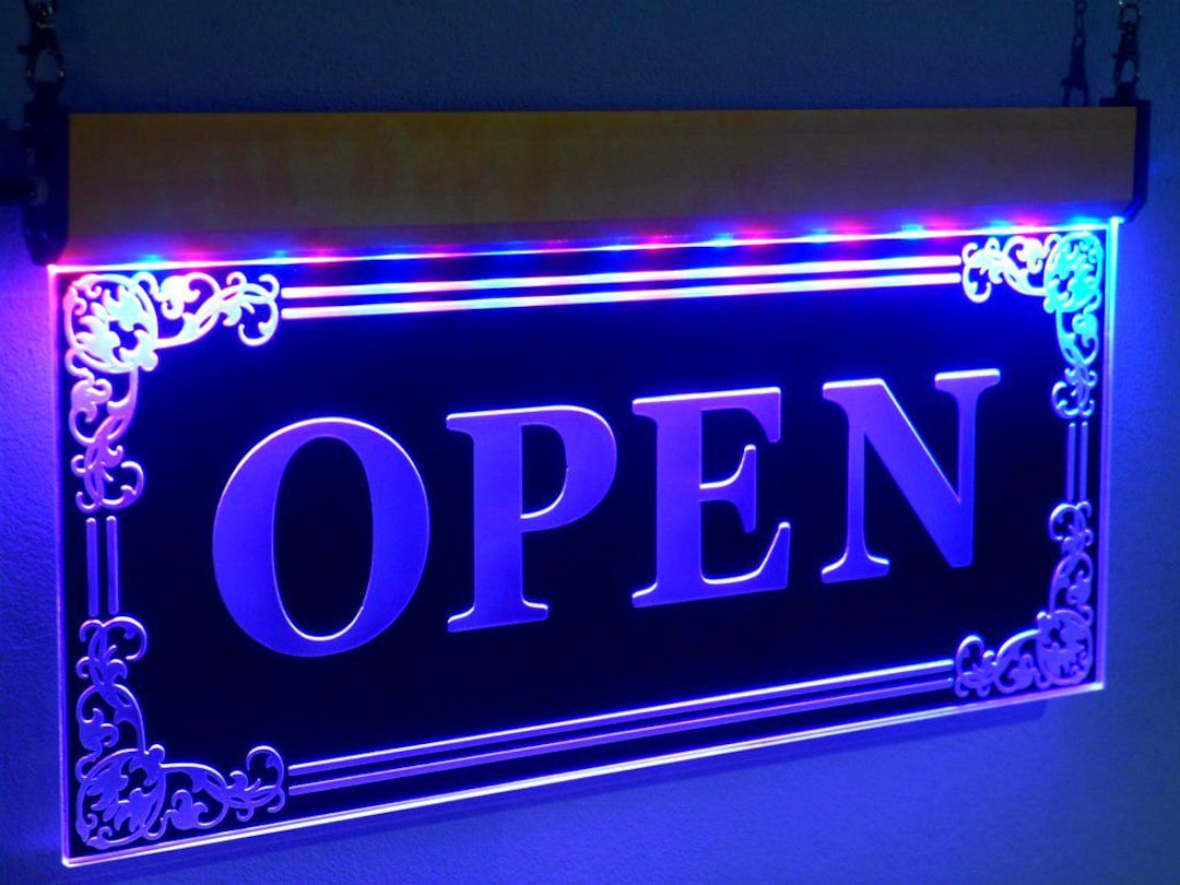 OPEN Shop Led Signs Neon Light Window Hanging Display Large 10"x20 ...