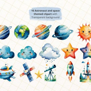 Cute Astronaut Clipart | Space Clipart, Boy Birthday Party, Girl ...