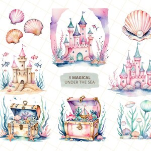 Little Mermaid Clipart: Watercolor PNG Bundle (38 Files) - Etsy
