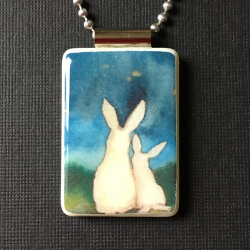 Bunny Jewelry Two Bunnies Necklace Rabbit Jewelry Hand Made - Etsy