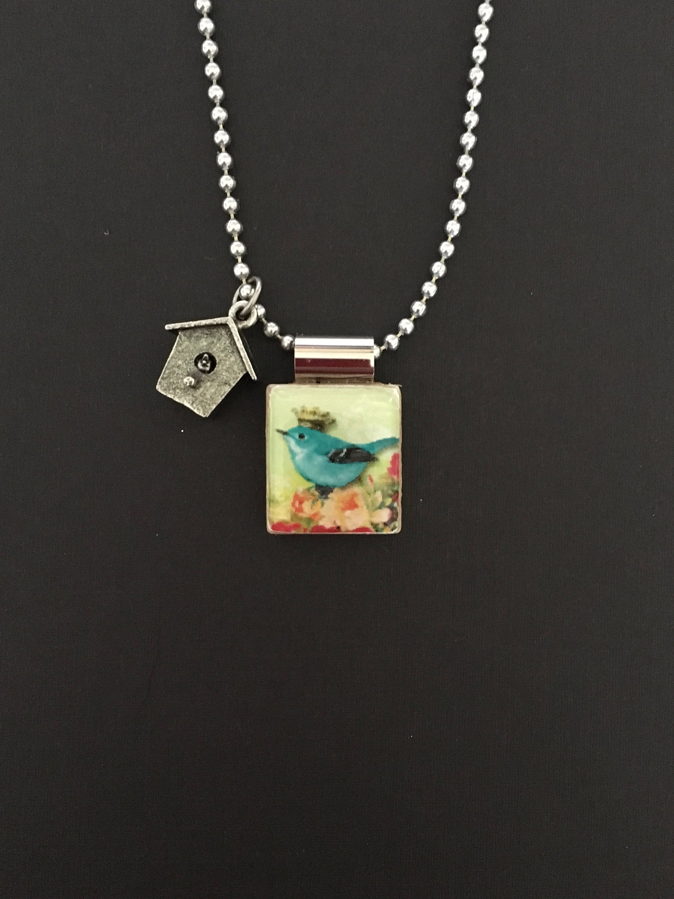 Handmade Bluebird With Crown Scrabble Tile Pendant on Long - Etsy