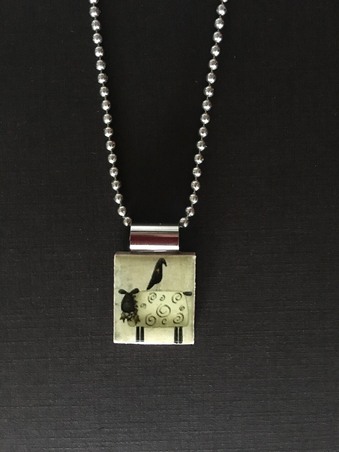 Primitive Style, Handmade Sheep and Crow Jewelry on Recycled Scrabble ...