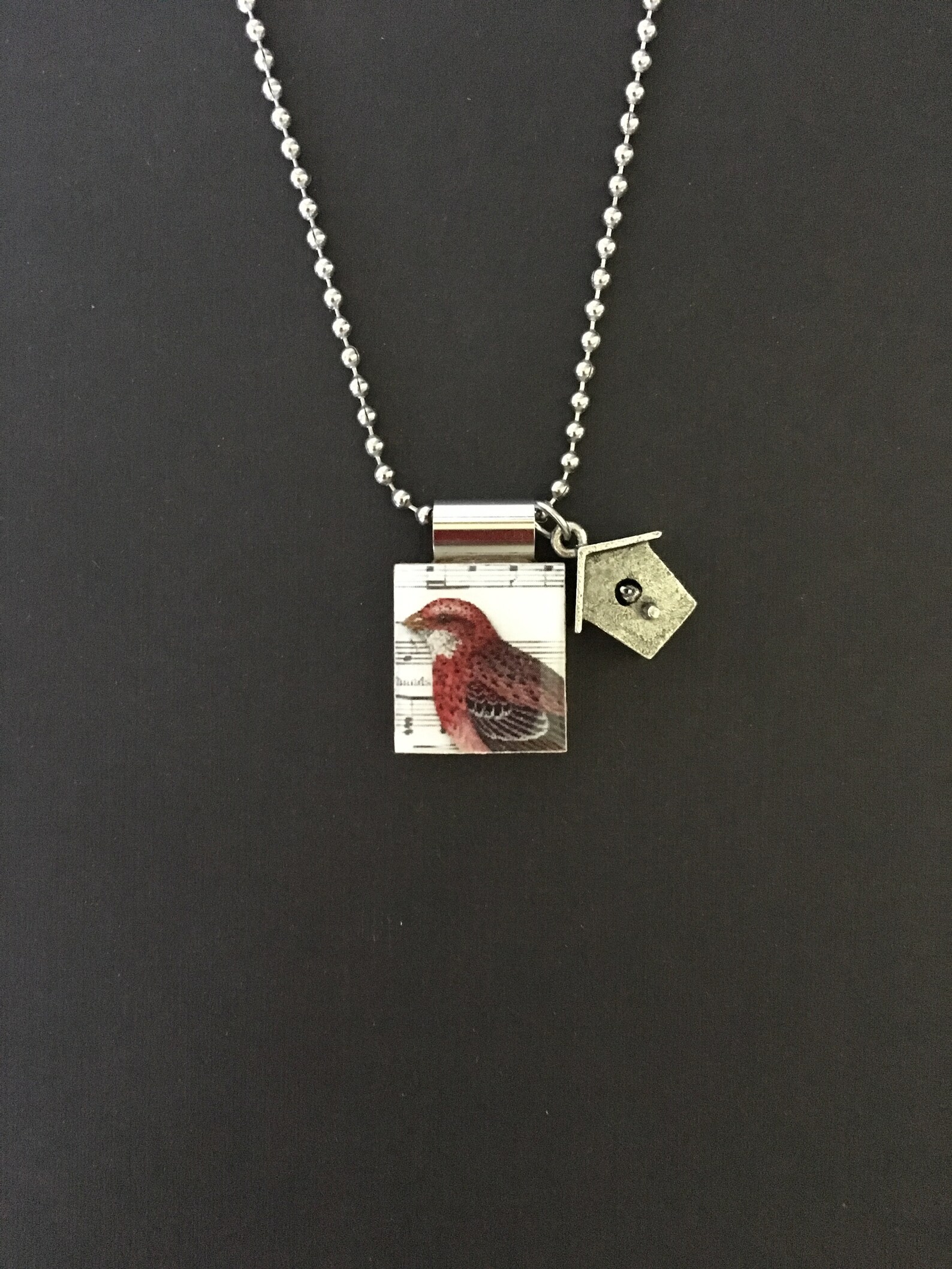 Red Bird Scrabble Pendant, Birdhouse Charm, Red Bird With Birdhouse ...