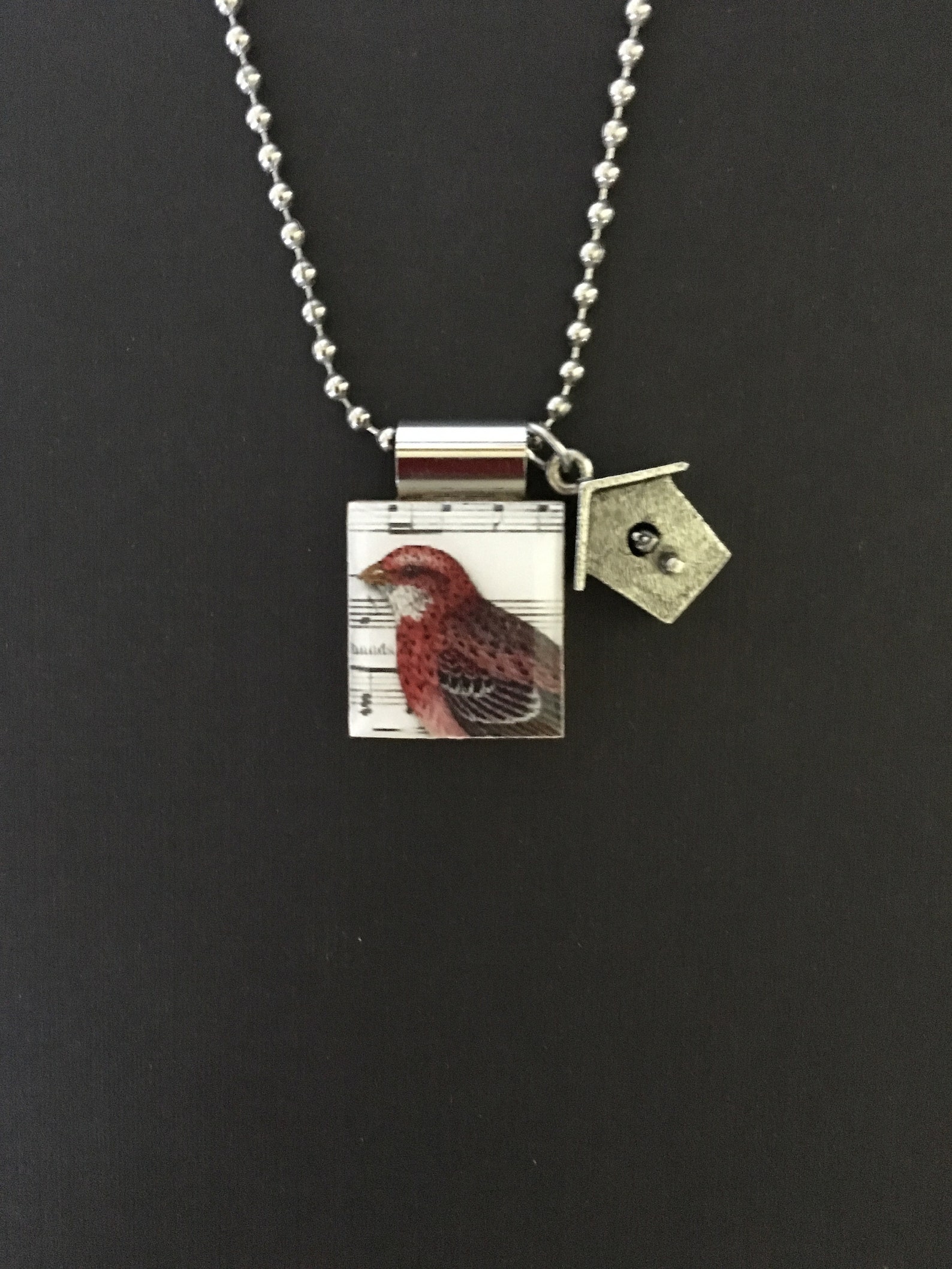 Red Bird Scrabble Pendant, Birdhouse Charm, Red Bird With Birdhouse ...