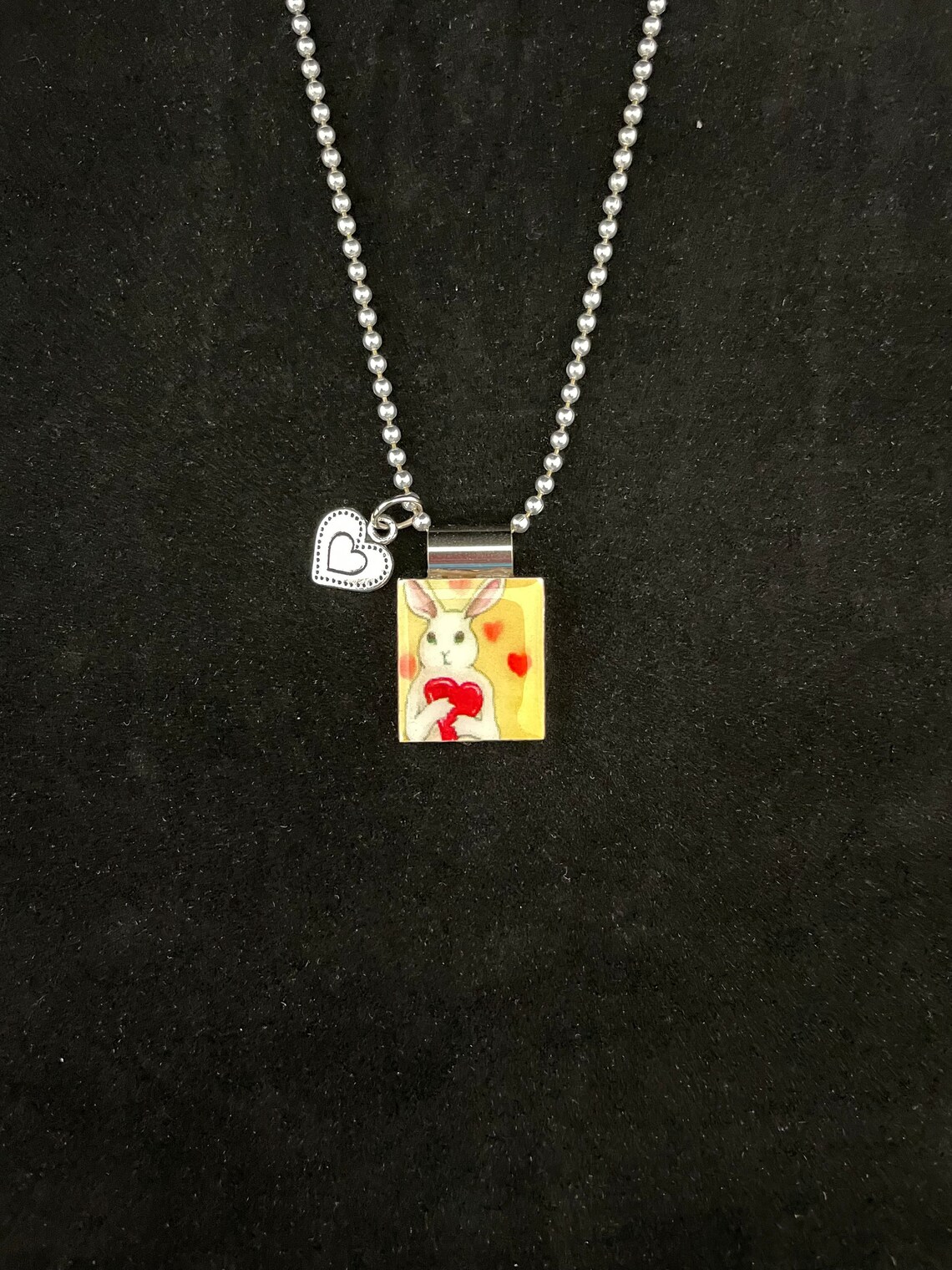 Valentine Bunny Pendant, Handmade Valentine Jewelry, Easter Necklace on ...