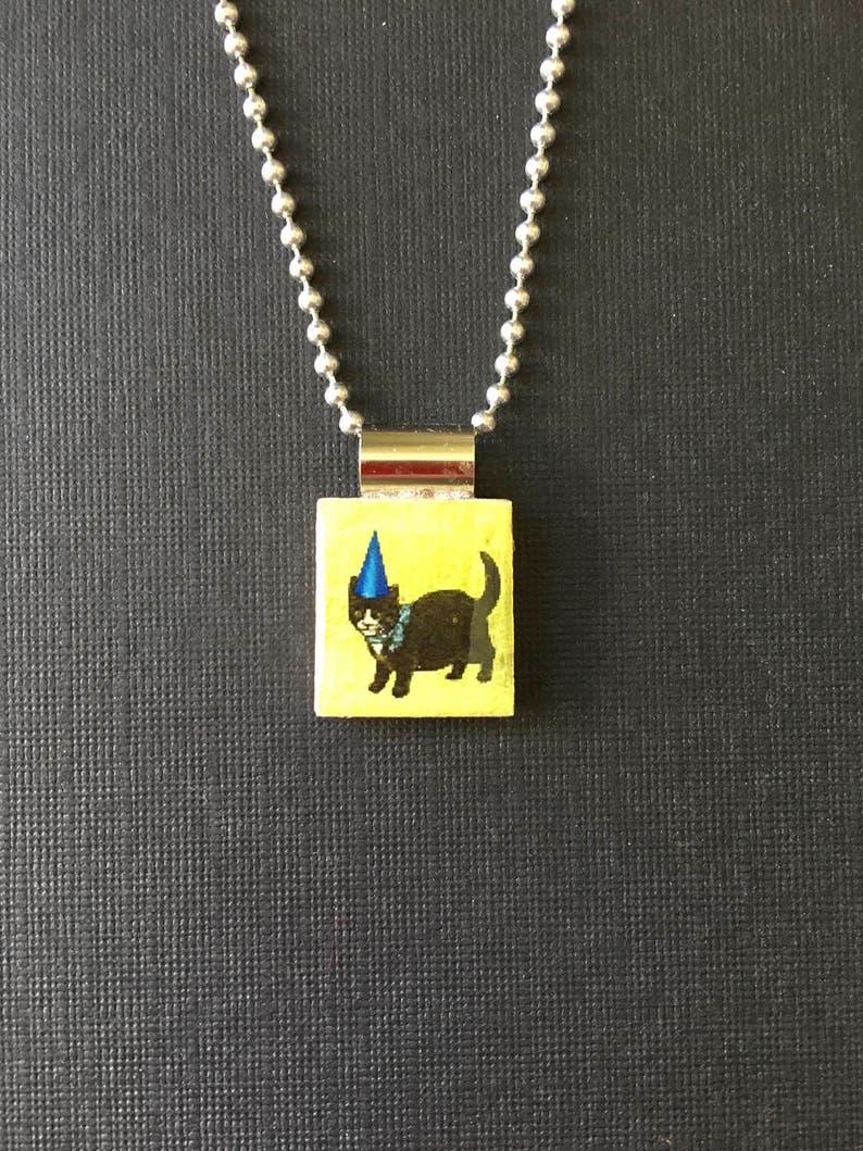 Cat Scrabble Pendant, Handmade Kitty Jewelry, Kitty Cat Necklace ...