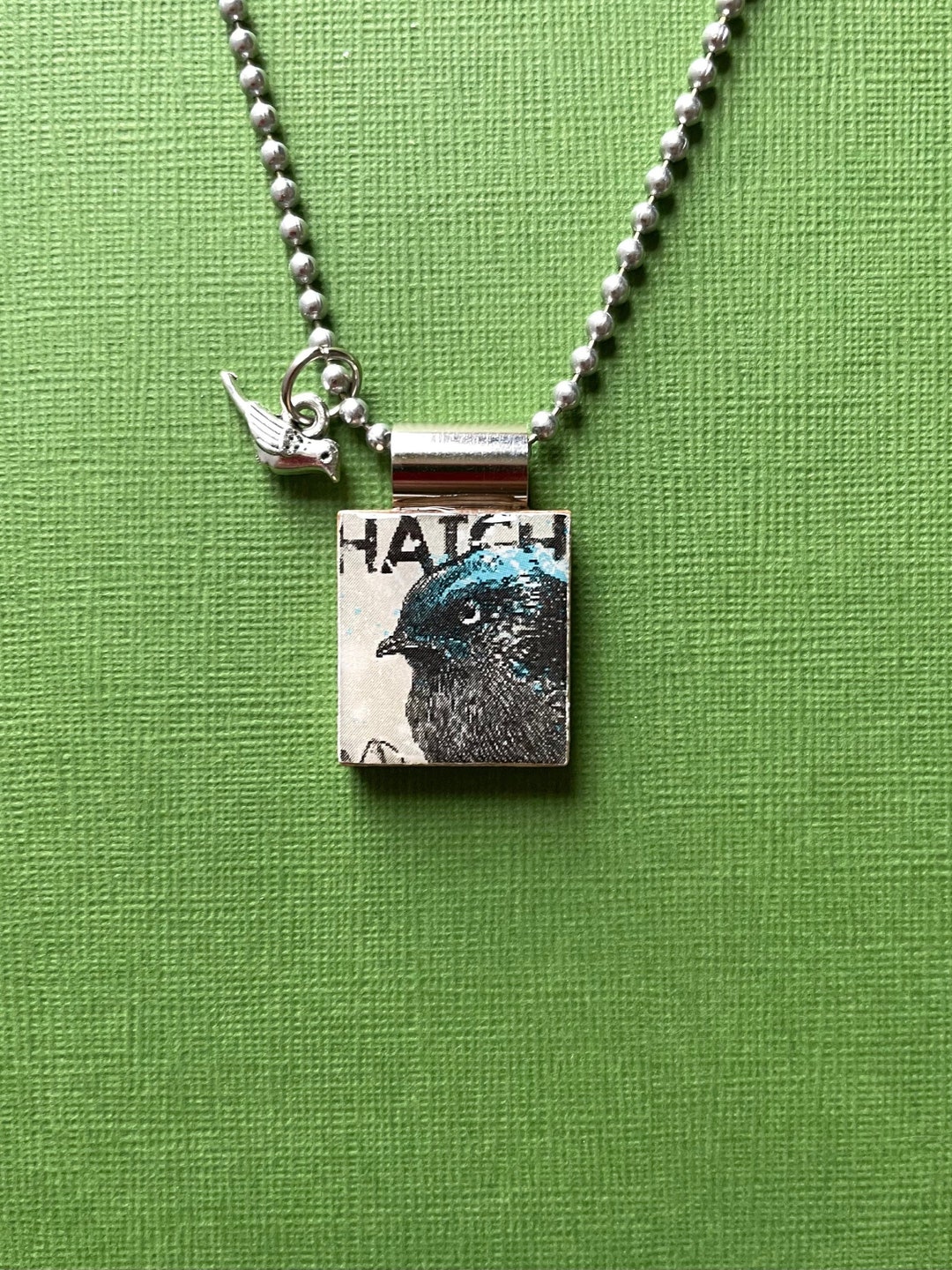 Handmade Bird Themed Scrabble Tile Jewelry With Bird Charm on Long Ball ...