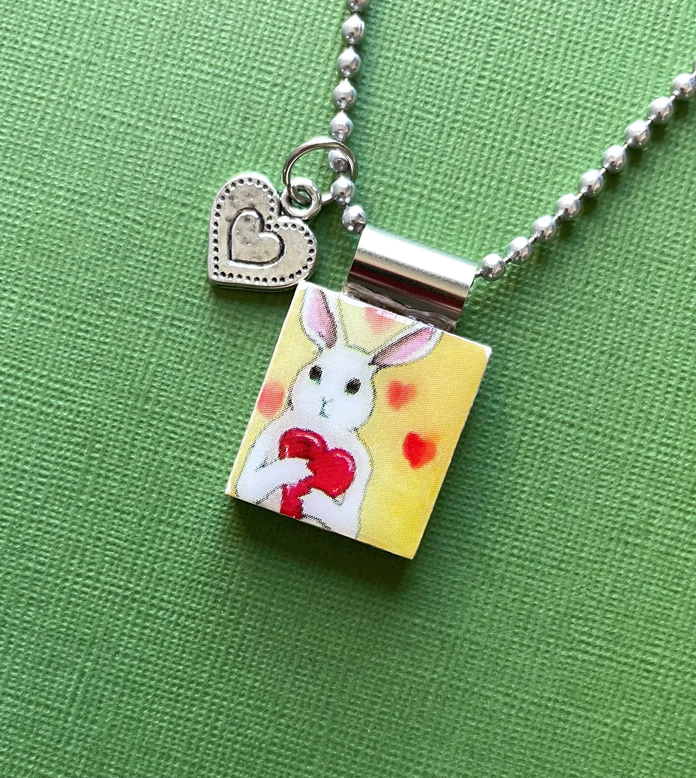 Valentine Bunny Pendant, Handmade Valentine Jewelry, Easter Necklace on ...