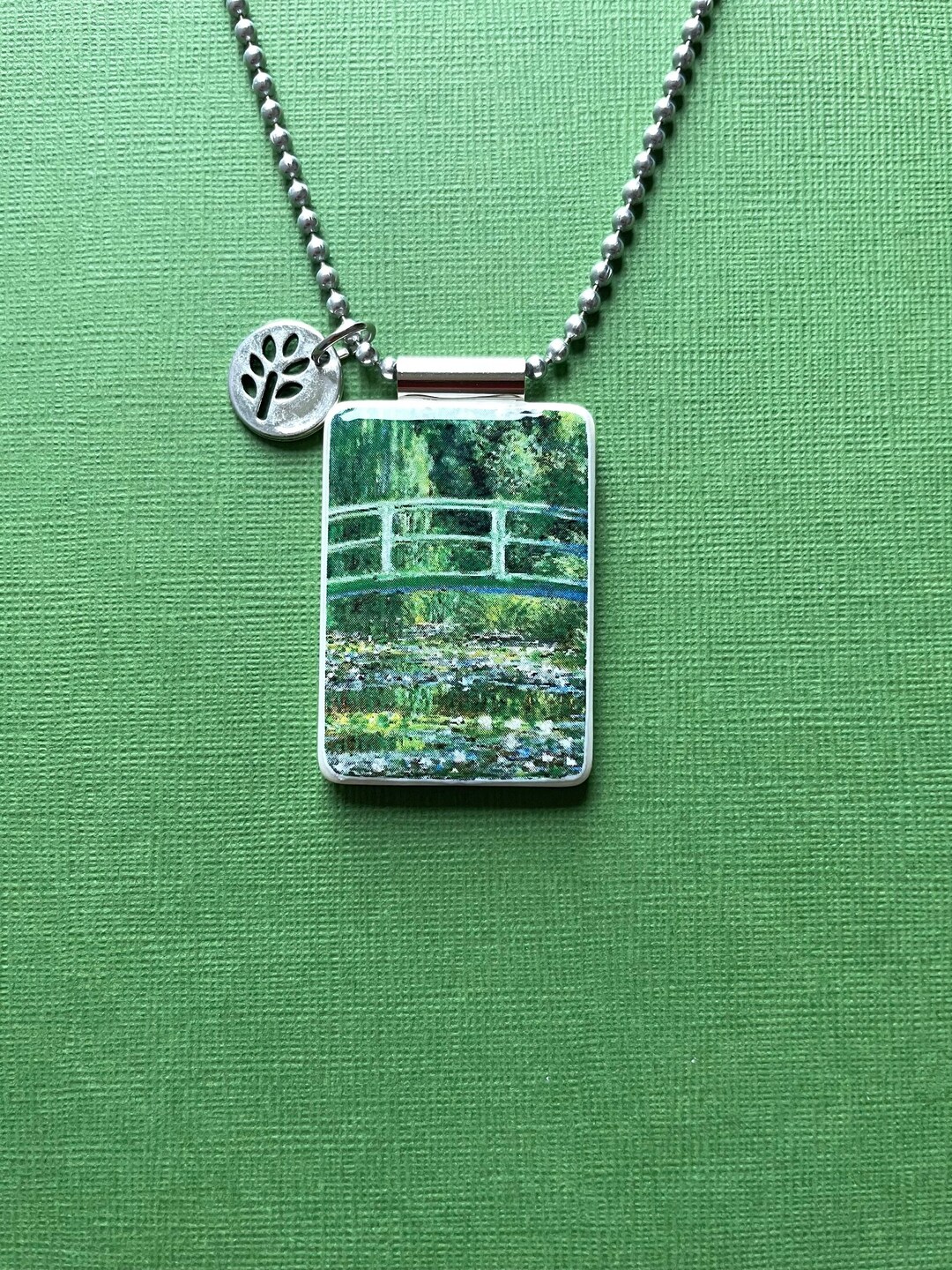 Handmade Monet Garden Pendant on Long Chain With Tree Charm - Etsy