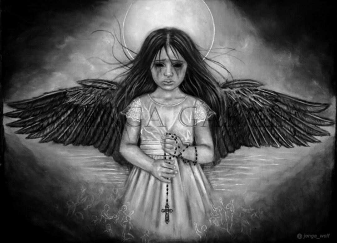 Dark Angel Gothic Macabre Fallen Lost Hurt Pain Art Print Emo Moody - Etsy
