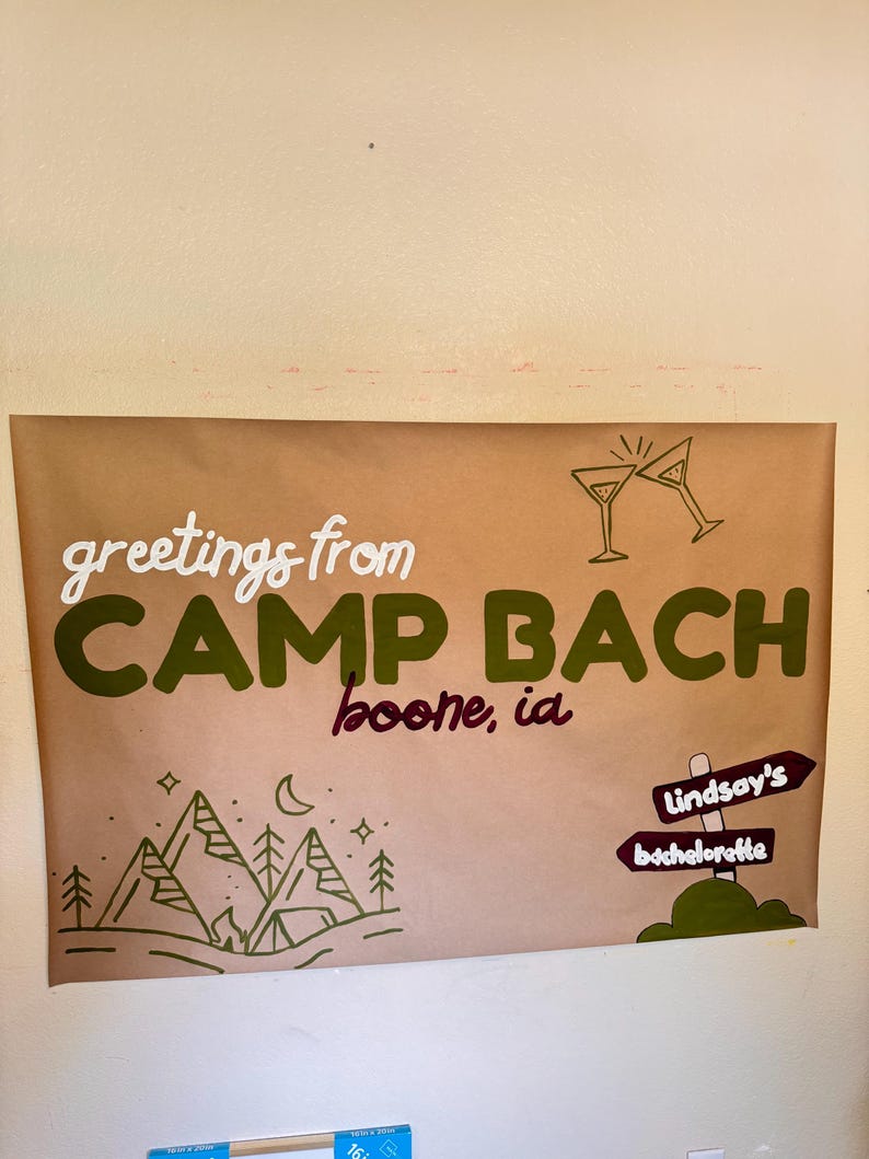 Custom Hand Painted Bachelorette Banner: Camp Bach Party Decor - Etsy