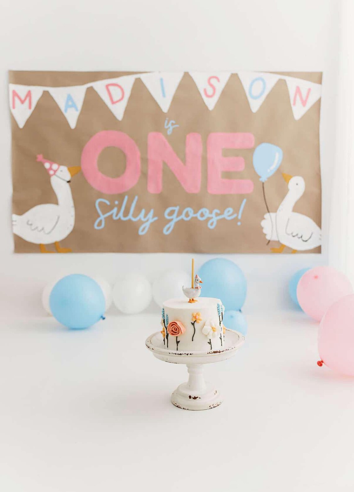 Hand Painted 'one Silly Goose' First Birthday Banner - Etsy
