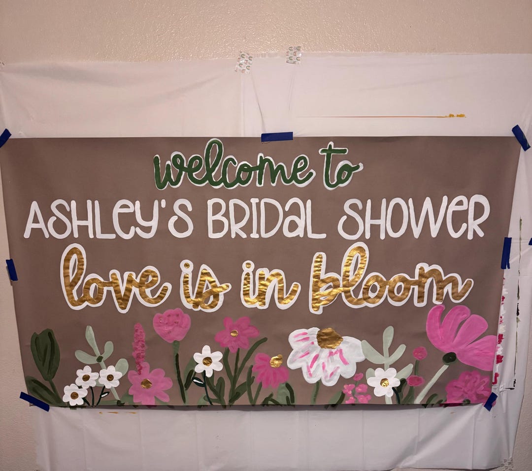 Custom Hand-painted Bridal Shower Banner: Love is in Bloom - Etsy