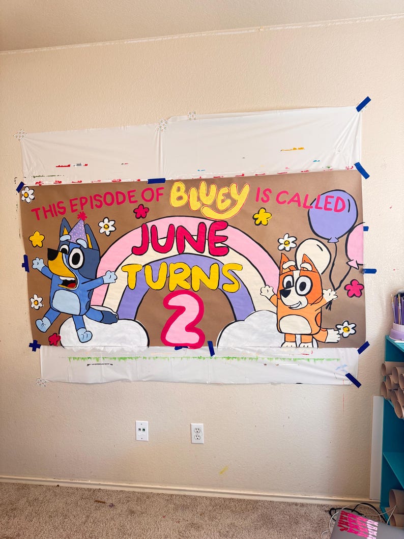 Hand Painted Bluey Birthday Banner: Custom Theme Party Decor - Etsy
