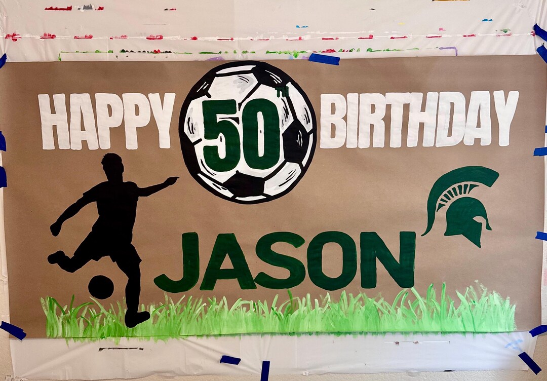 Custom Sports Birthday Banner: Hand Painted Kraft Party Decor - Etsy