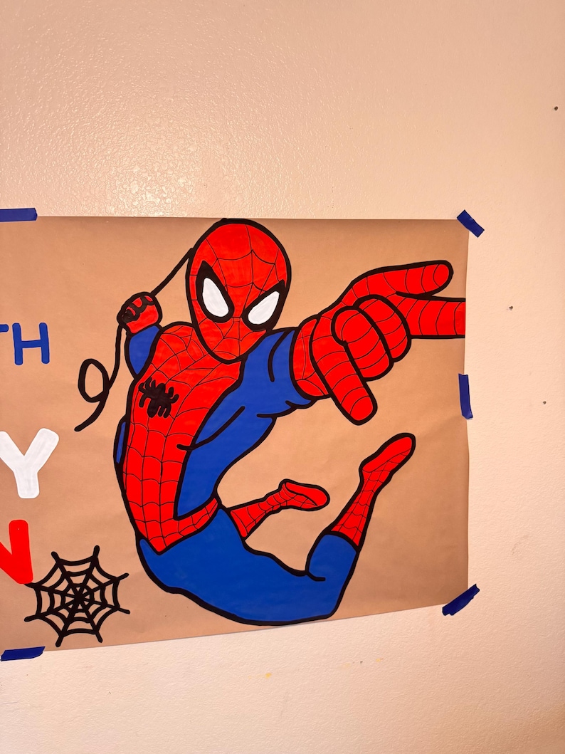 Hand Painted Spiderman Birthday Banner: Custom Party Decoration - Etsy