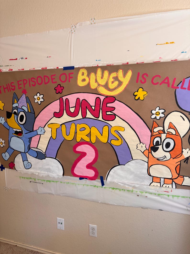 Hand Painted Bluey Birthday Banner: Custom Theme Party Decor - Etsy