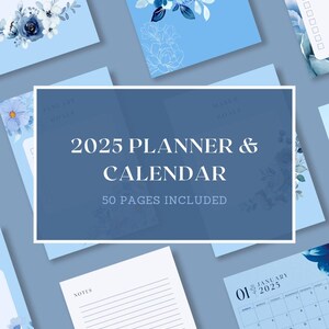 2025 Planner Blue Floral Planner 2025, Goals Planner, Blue Planner ...