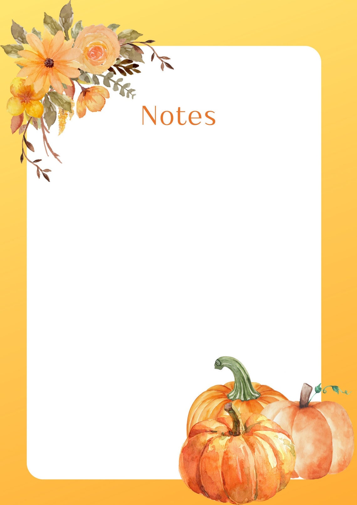 Unlined Pumpkin Digital Notes Template, Pumpkin Template Notes ...