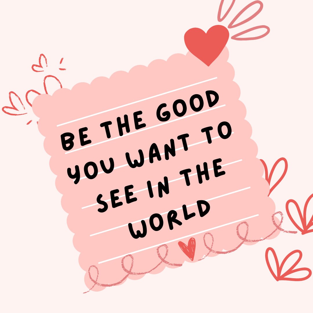 Cute Pink Heart Doodle Note Inspiration Instagram Post Template - Etsy