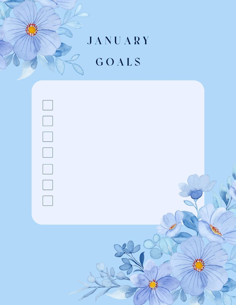 2025 Planner Blue Floral Planner 2025, Goals Planner, Blue Planner ...