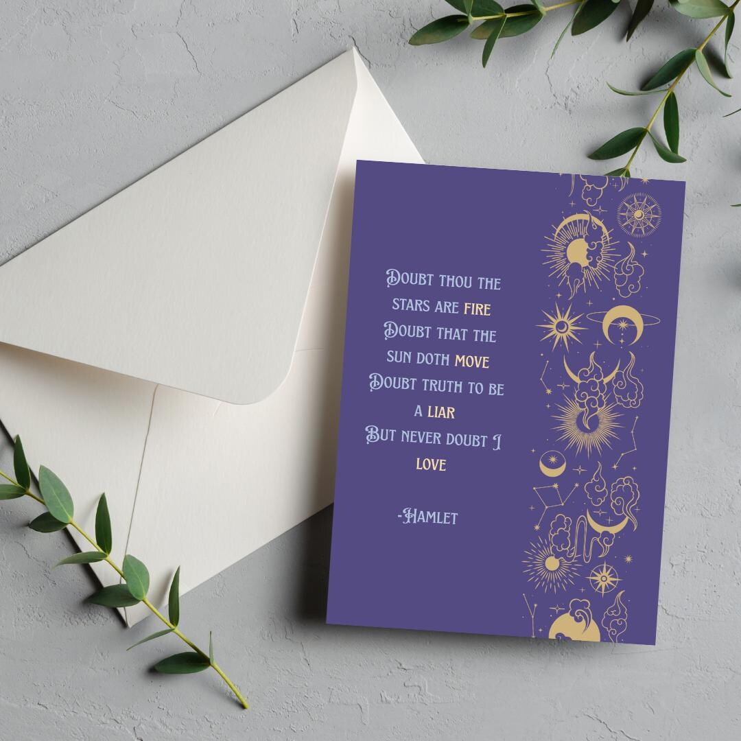 Shakespeare Greeting Card for Hamlet Fans | Doubt That the Stars Are ...