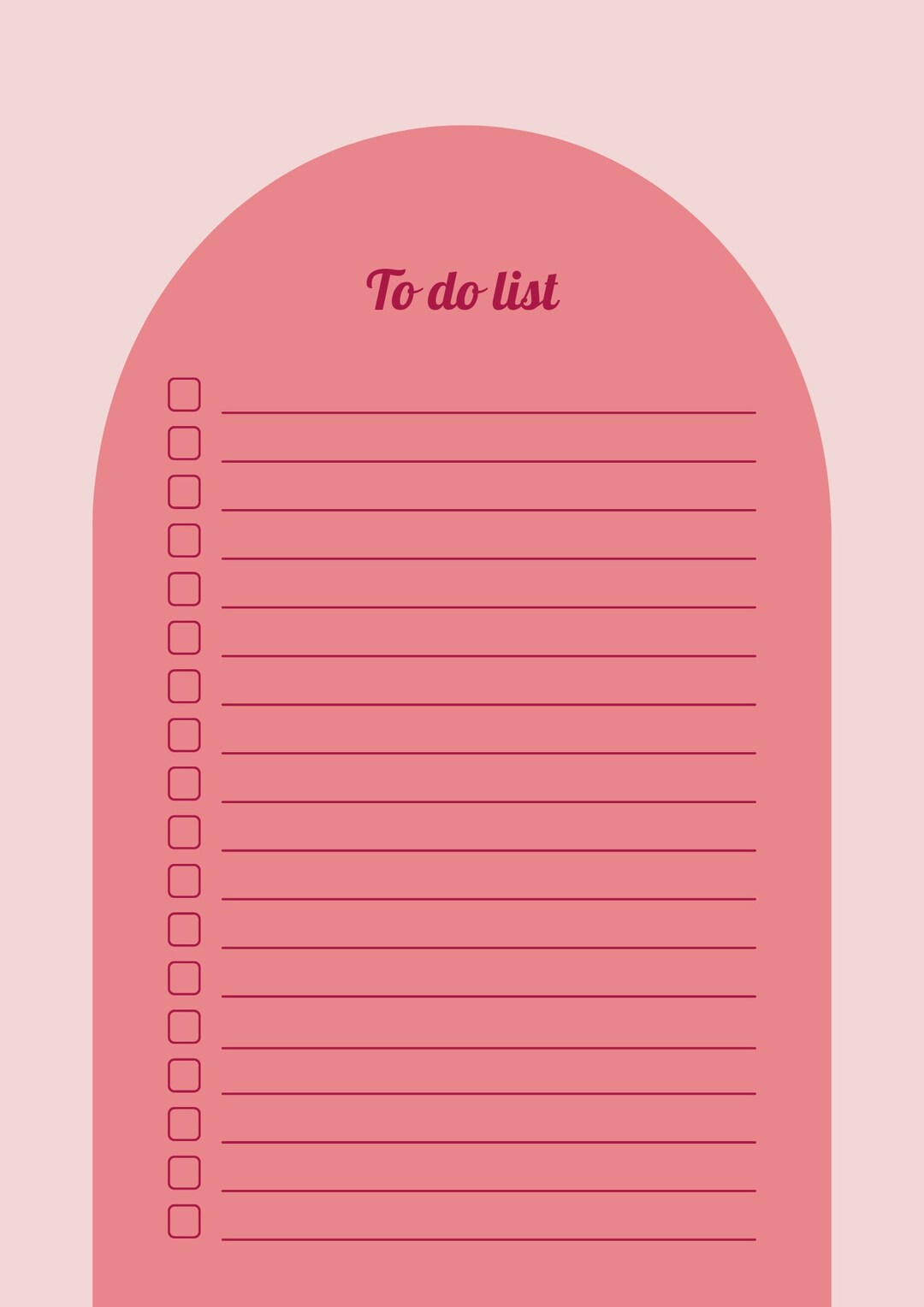 Pink Simple to Do List, Pink Minimalist, Minimalist Pink, Minamal Ist ...