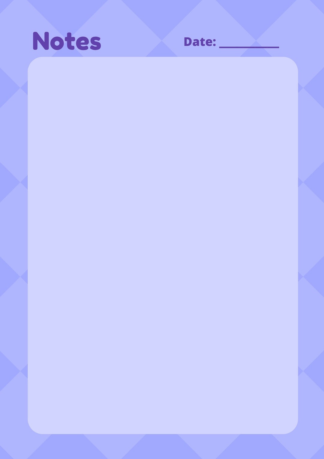 Cute Simple Purple Unlined Diamond Notes Template, Elementary Schooler ...