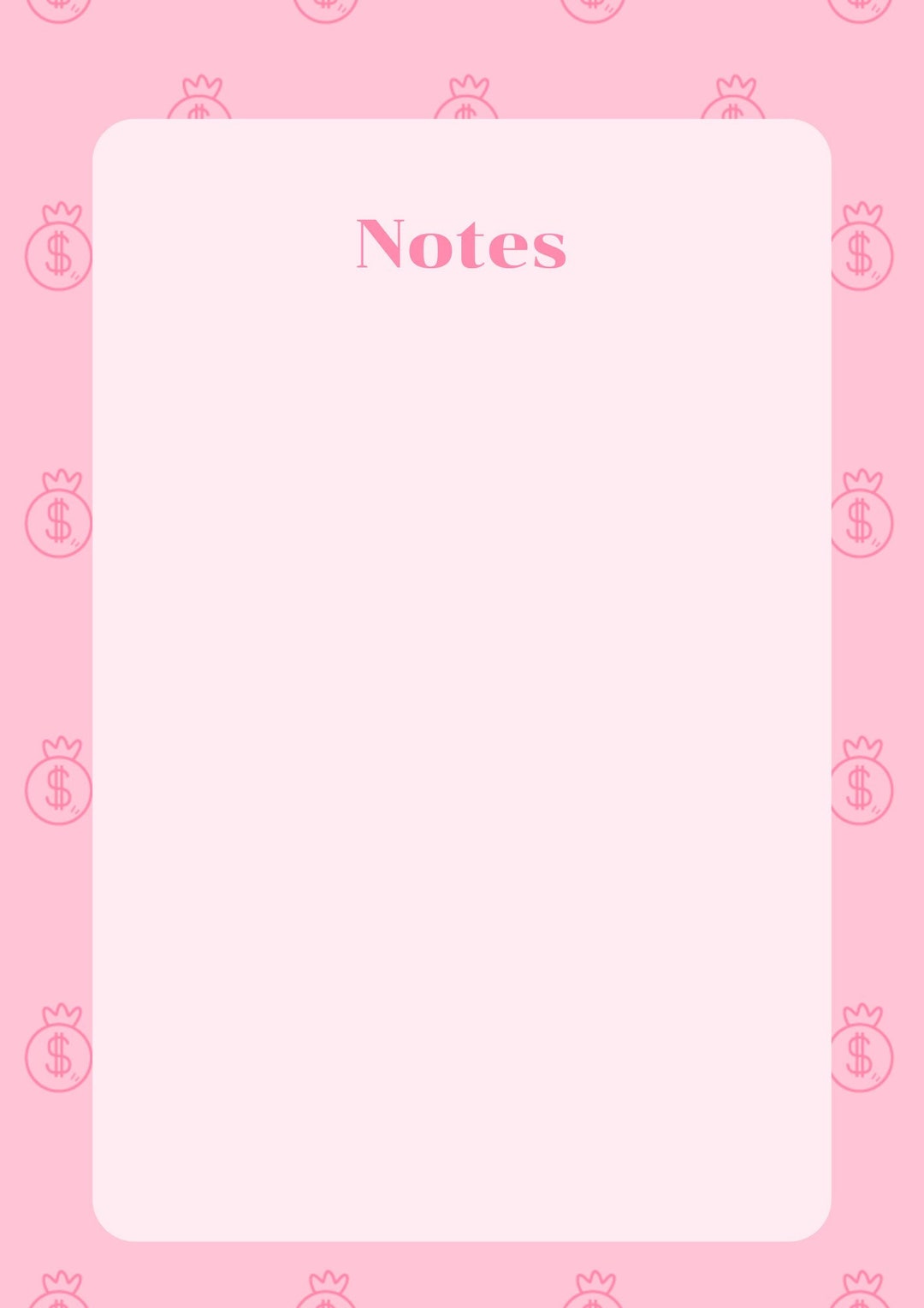 Unlined Pink Digital Notes Template, Pink Design, Notes Template ...