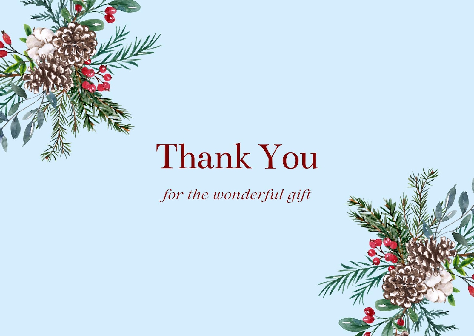 Elegant Winter Thank You Card, Thank You for Gift, Gift Thank You Card ...