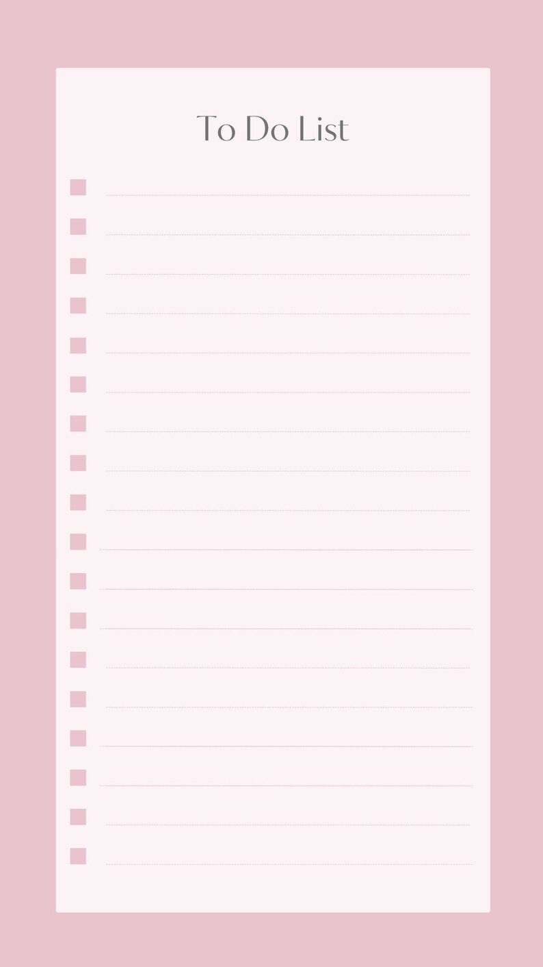 Pink Minimalist List Template, Minimalistic, Pink Template, Minimalist ...
