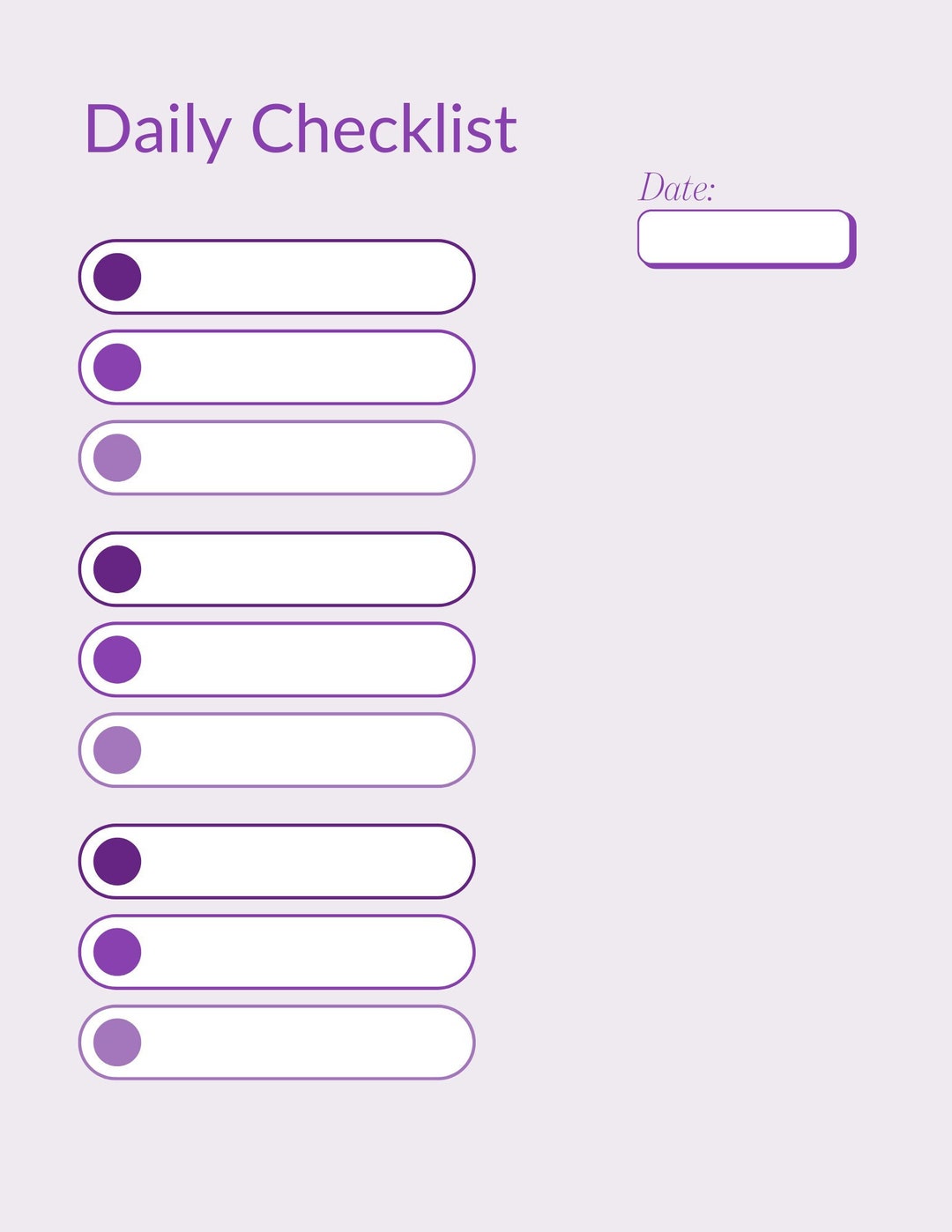 Purple Checklist Template, Check Lists, Checkliste, Purple Template ...