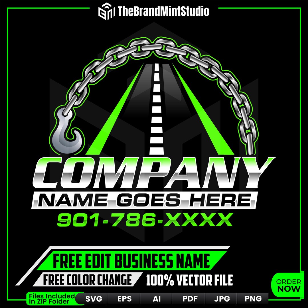 Towing Chain Logo, Towing Truck Logo, Tow SVG, Tow Truck 18 Wheeler ...