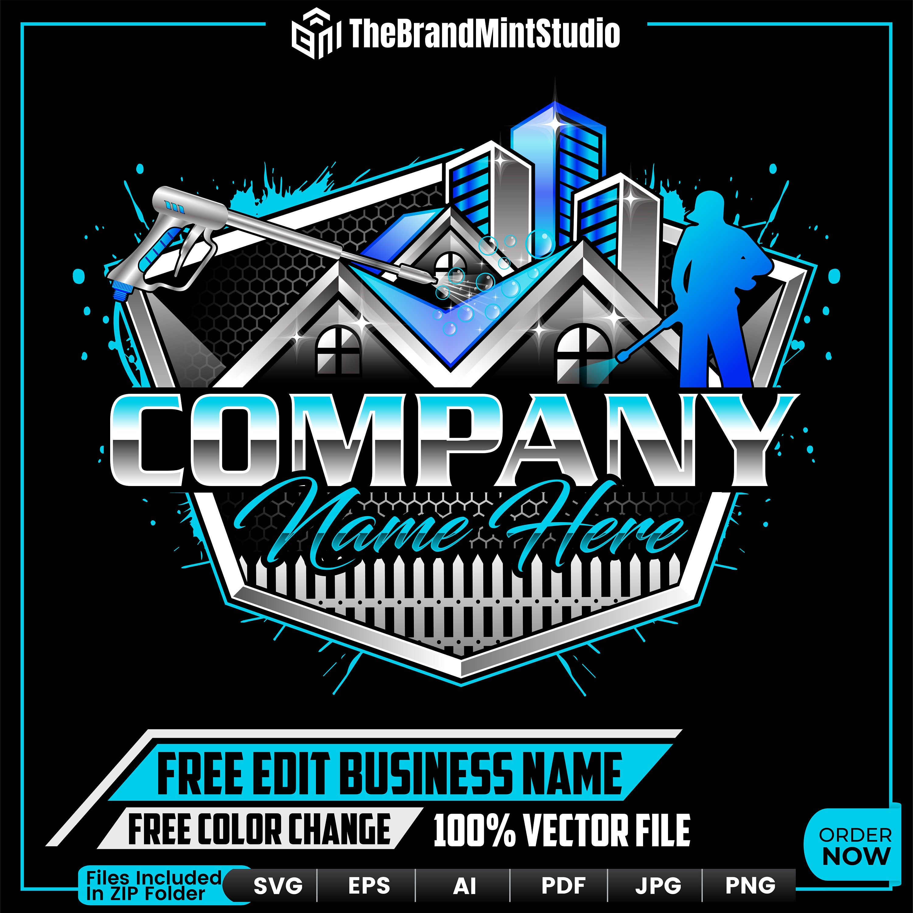 Pressure Washing Logo, Power Washing Logo, Home Cleaning Logo, Cleaning ...