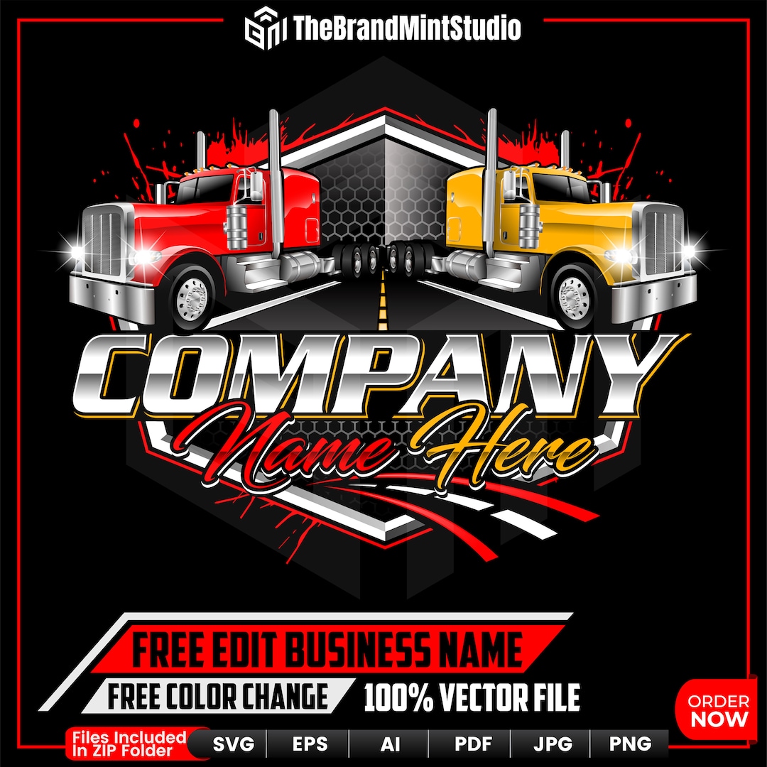 Trucking Logo, Semi Truck Logo, 18 Wheeler Logo, Peterbilt Semi Truck ...