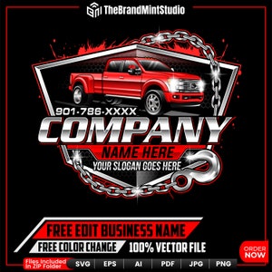 Tow Trucking Logo, Pickup Truck Logo, Hotshot Logo, Towing Truck Logo ...