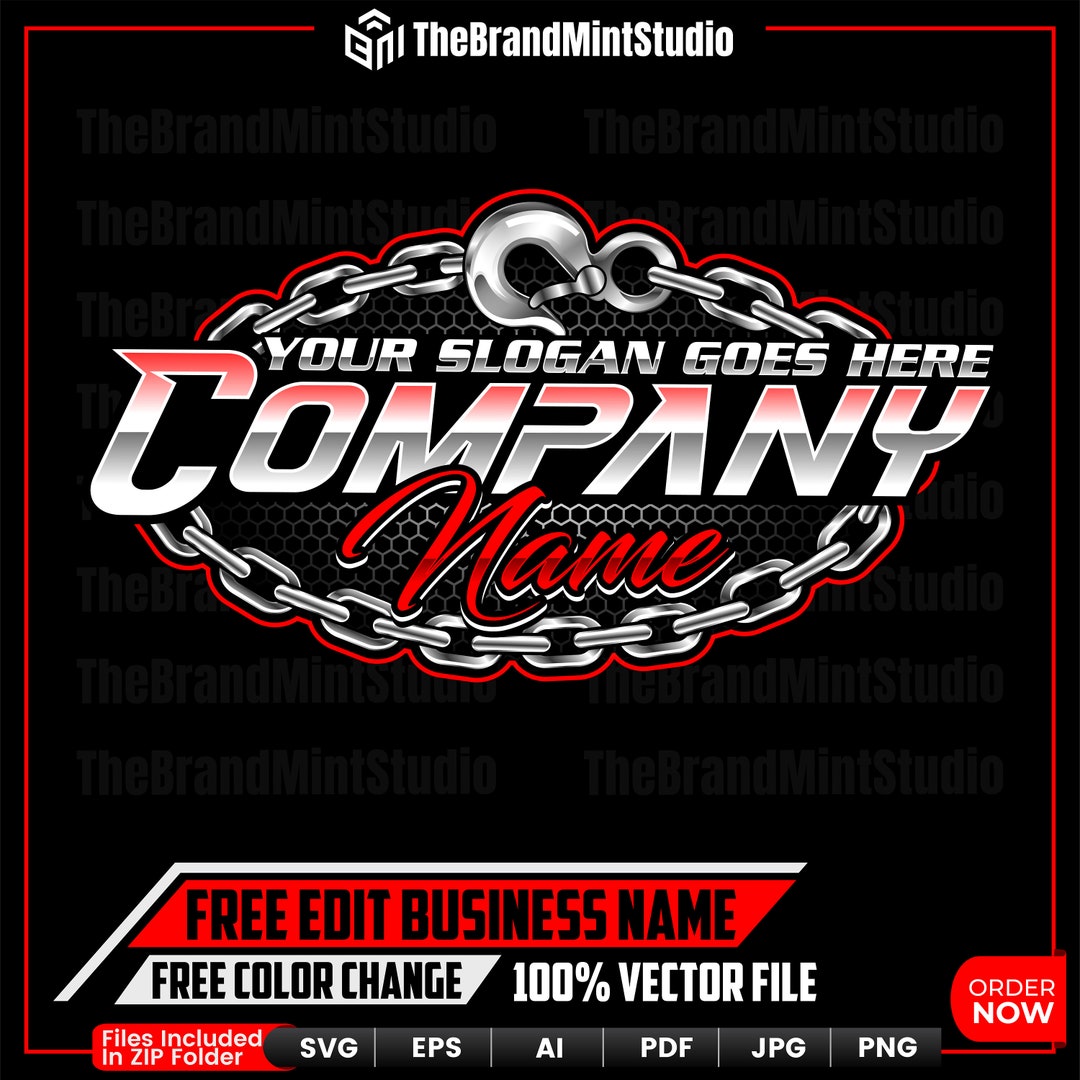 Towing Trucking Chain Hook Decal Logo Vinyl Sticker Door Lettering 18 ...